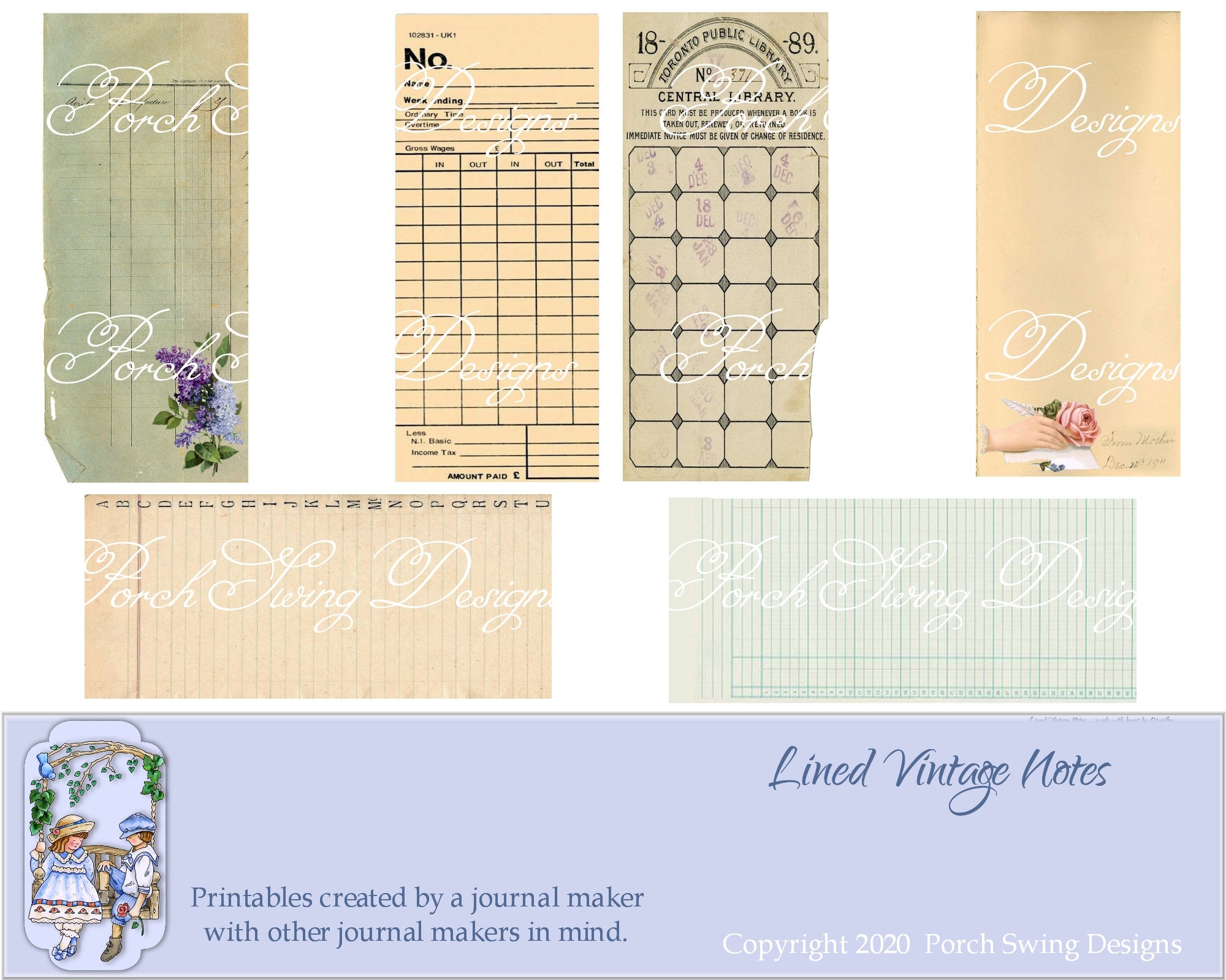 Lined Vintage Notes Printable Note Pads Journal Vintage Printables ...