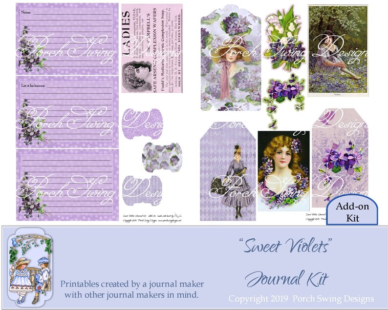 Sweet Violets Journal Kit Add-on Vintage Journal Printable - Etsy
