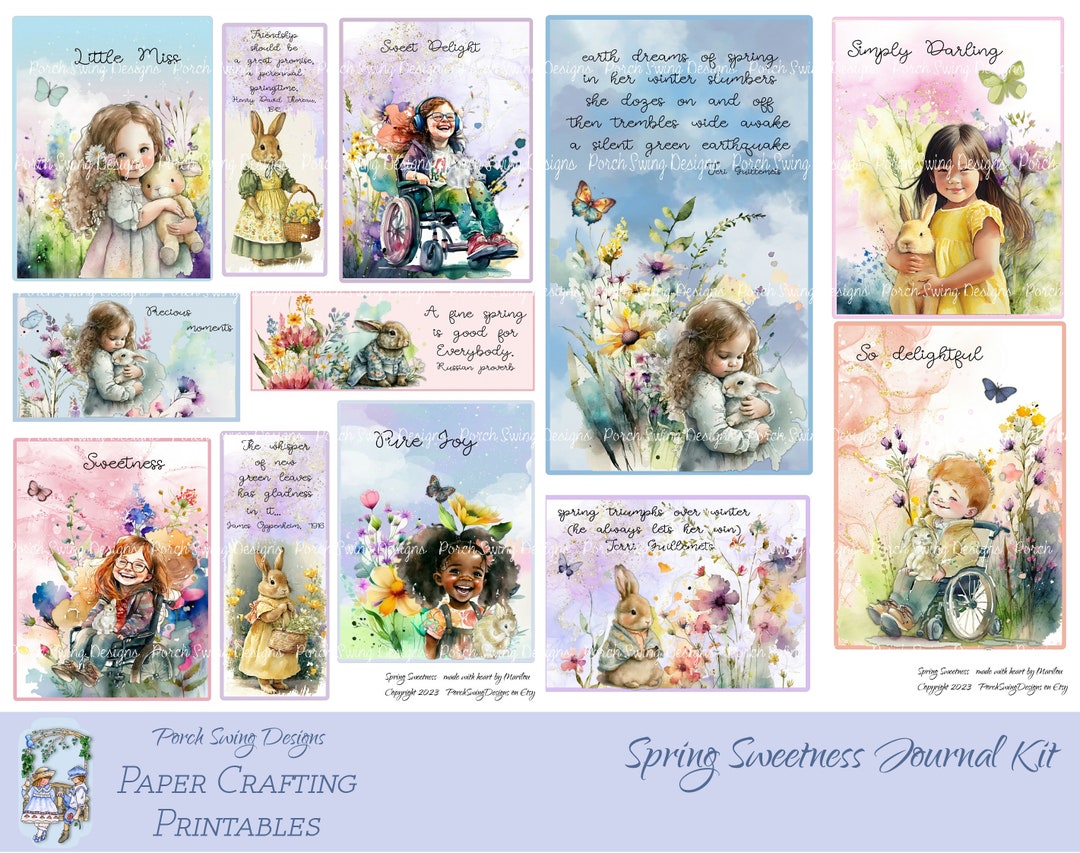 Spring Sweetness Journal Kit 1 - Colorful Pages, Children, Bunnies ...