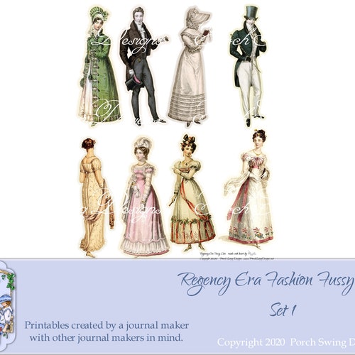 Regency Era Fashion Fussy Cuts 1 Jane Austen Regency - Etsy