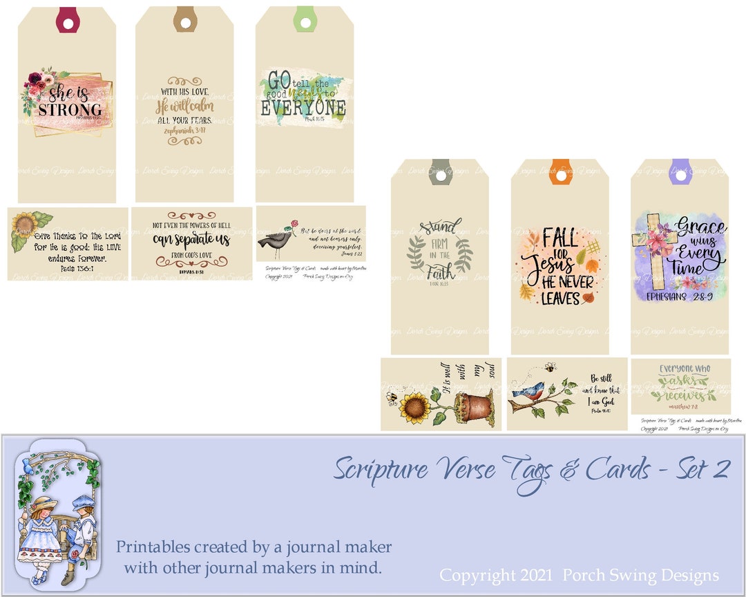 Scripture Verse Tags & Cards Set 2: Bible Journal Printables (digital ...