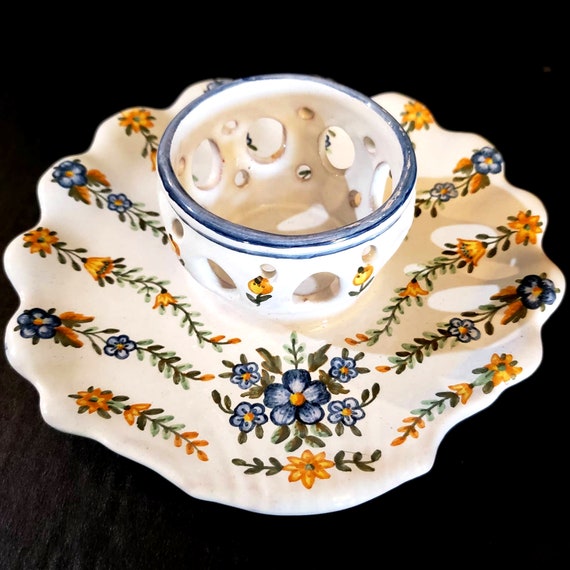 Vintage Spanish Ceramic Alcora mancerina dish | Etsy