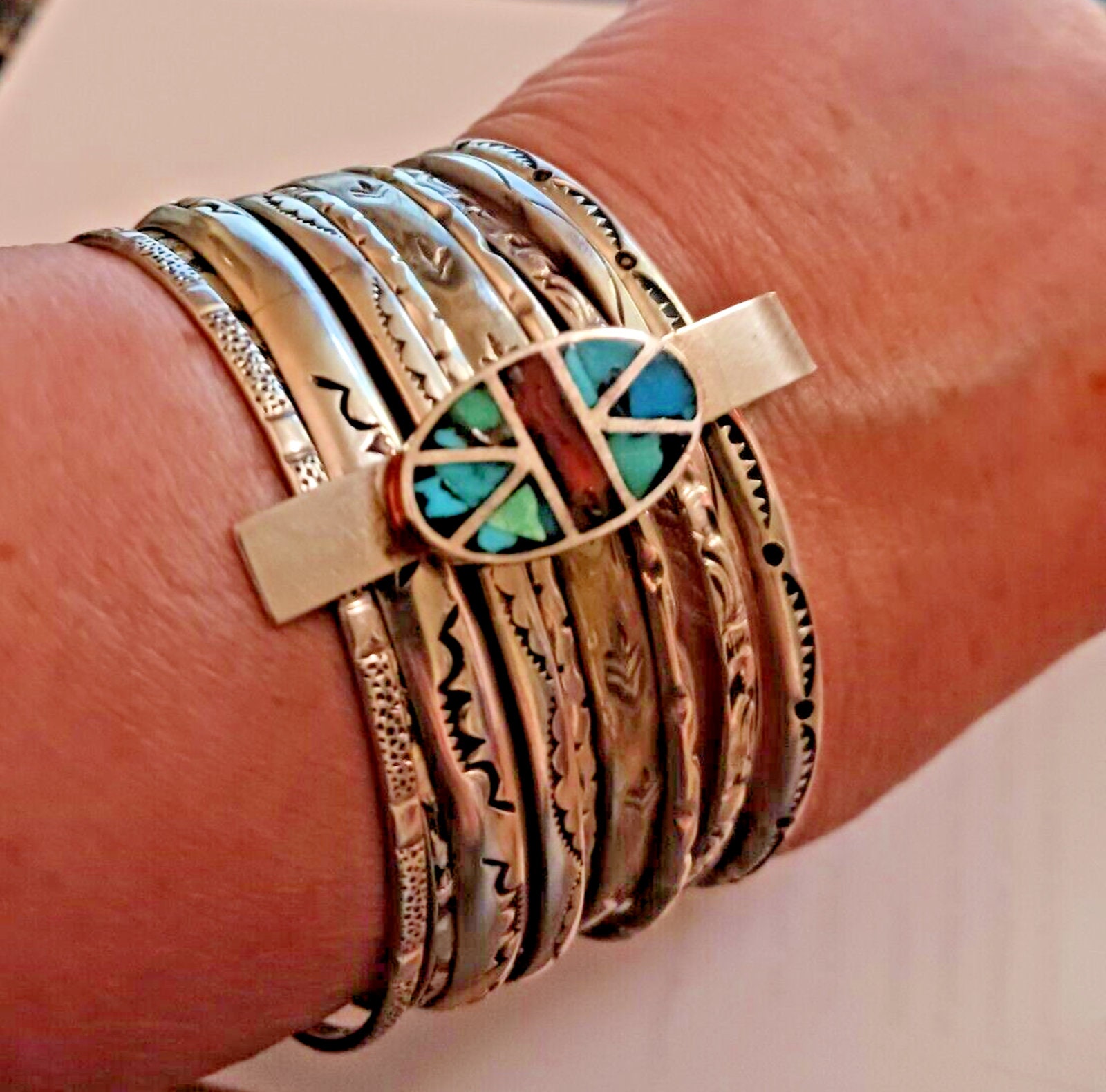 Native American Crush Inlay Channel Sterling Tie Clip NAE 1461 Tieclip ...