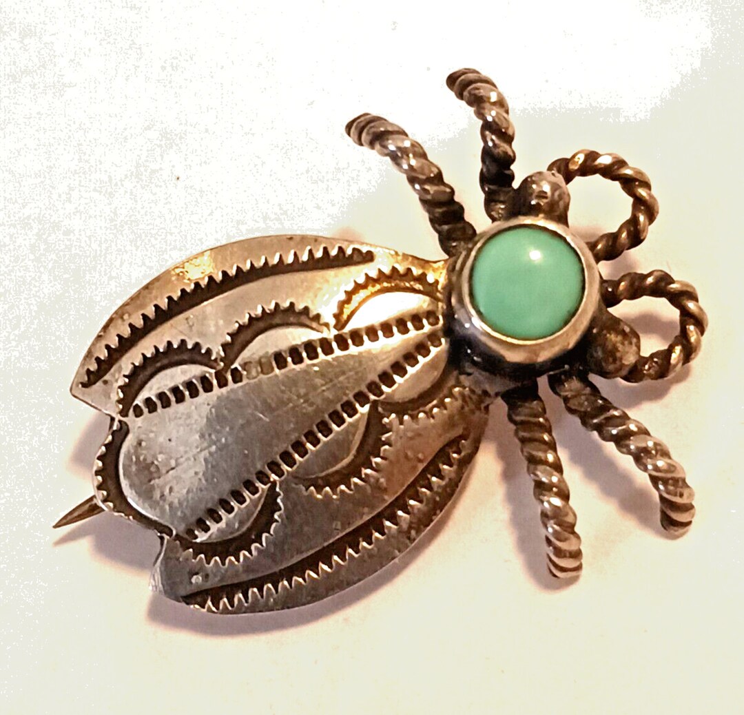 Vintage Native American Sterling Turquoise Bug Pin Brooch 1469 - Etsy