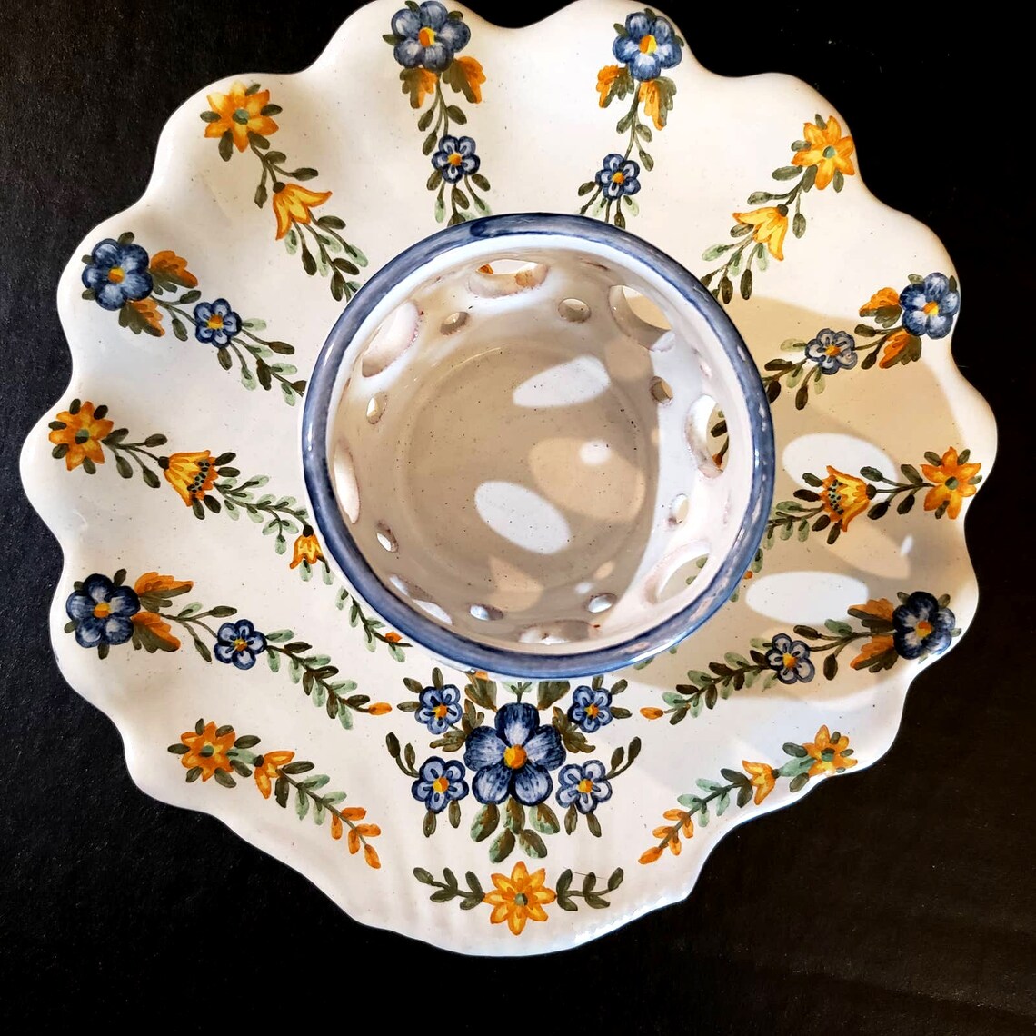 Vintage Spanish Ceramic Alcora mancerina dish | Etsy