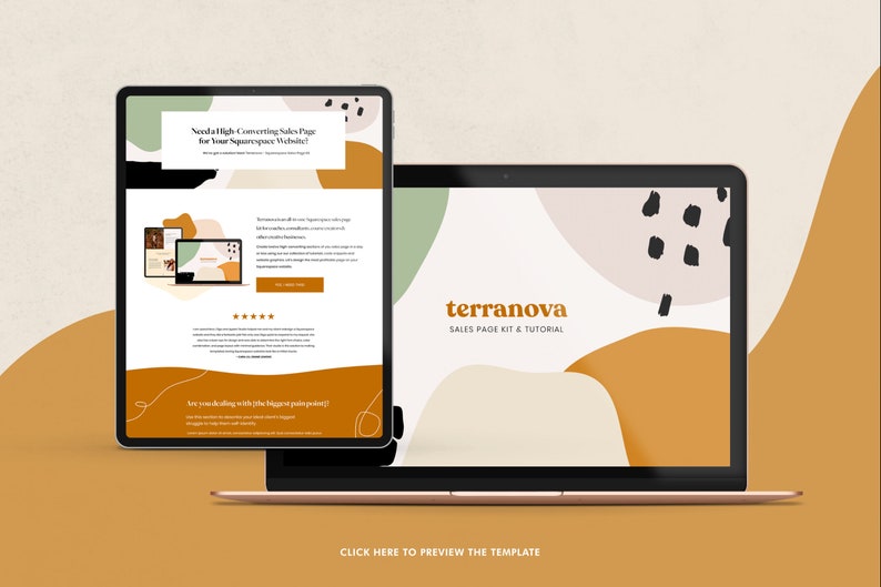 Squarespace Sales Page Template Terranova Etsy