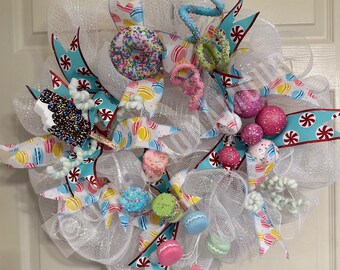 Candy Land Wreath. Christmas Wreath. Holiday Decor. Candy Land Decor ...