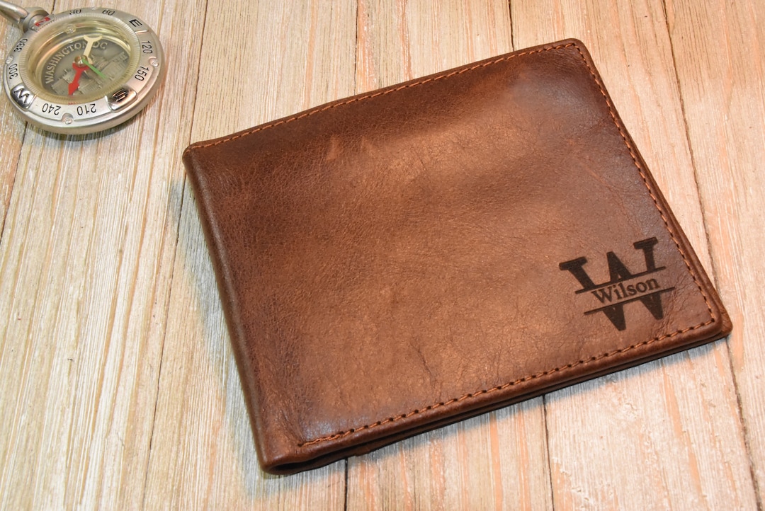 Personalized Leather Wallet for Dad, Anniversary Leather Gift for ...