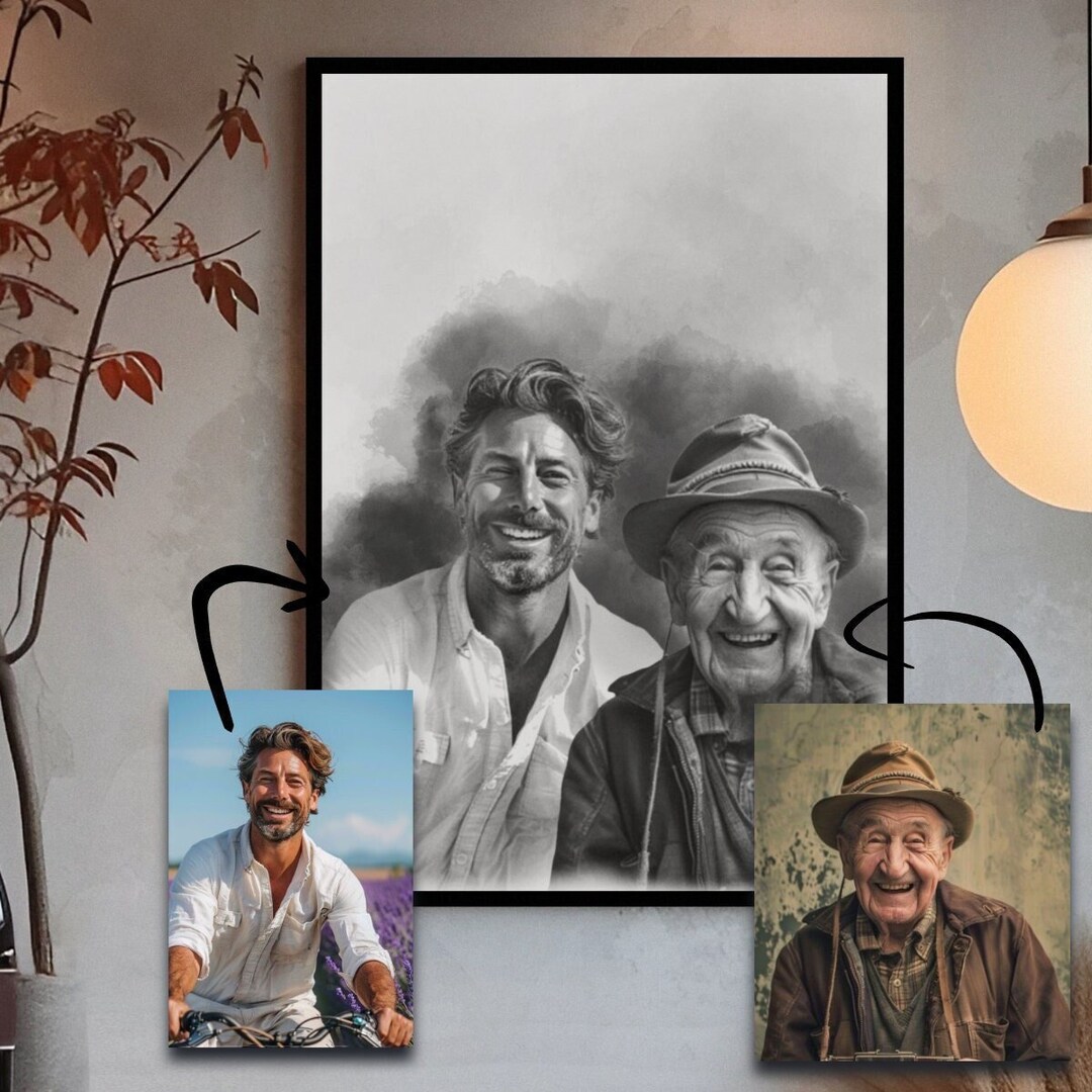 Custom Memorial Portrait, Combine Photos, Unique Art (digital Download ...