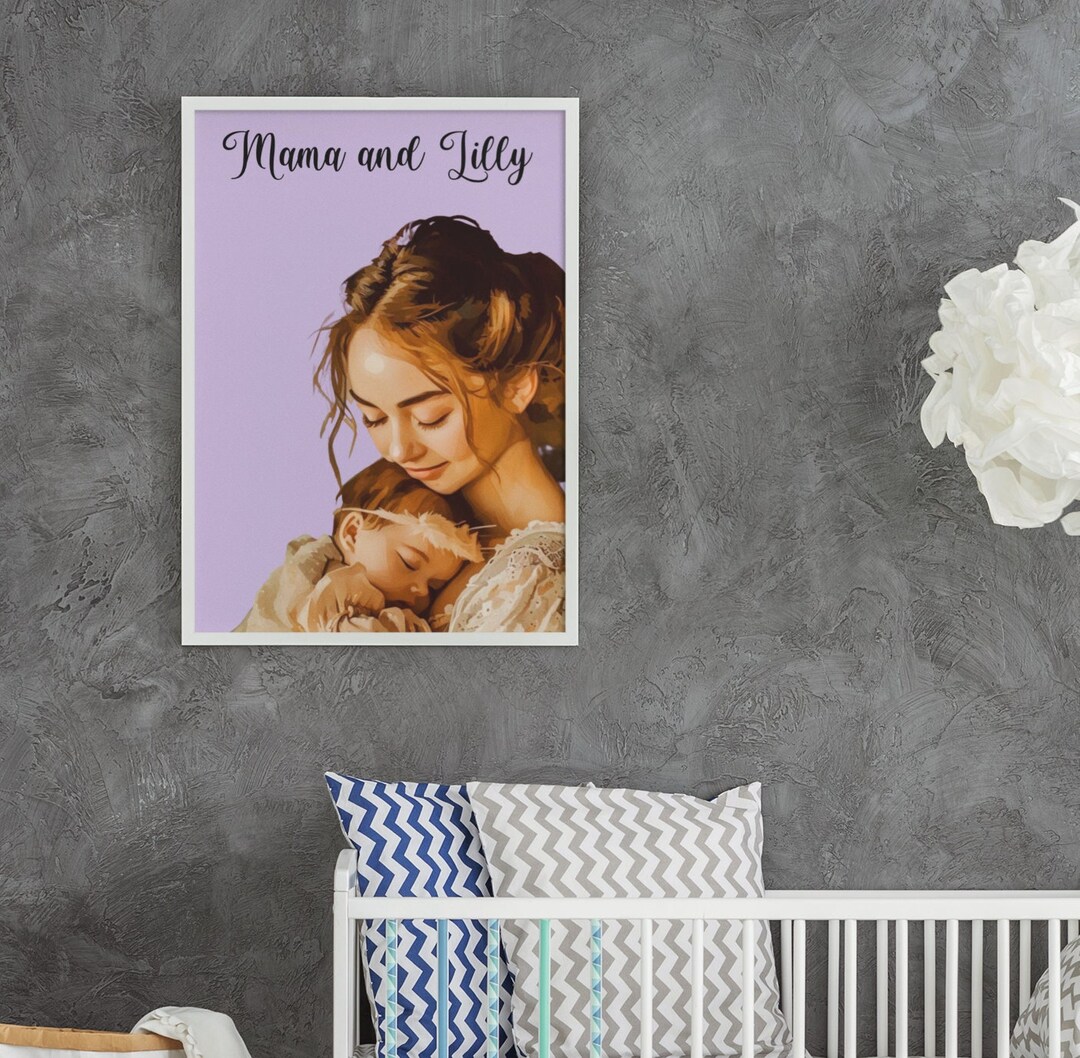 Custom Digital Mother Portrait Painting From Photo, Mama Custom Drawing ...