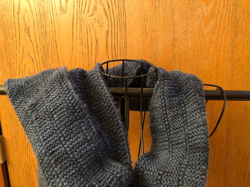Stylish Hand Knit Denim Blue Broken Garter Scarf-- Merino Wool and Silk ...