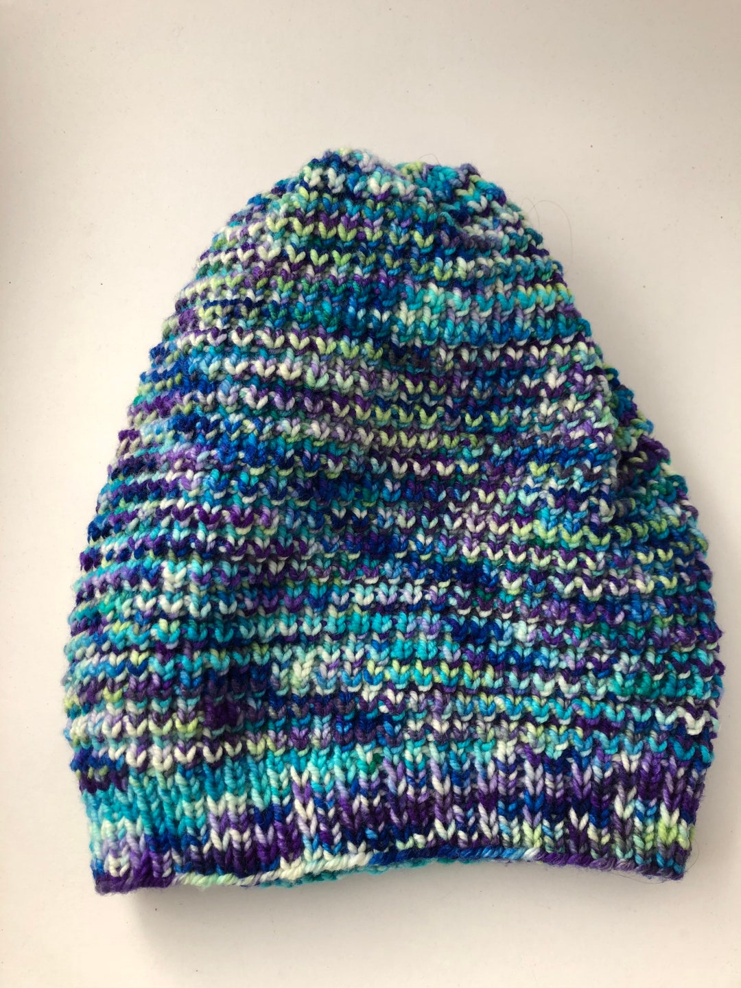 Slip Stitch Slouchy Hat in Aquatic Colors— Merino Wool - Etsy