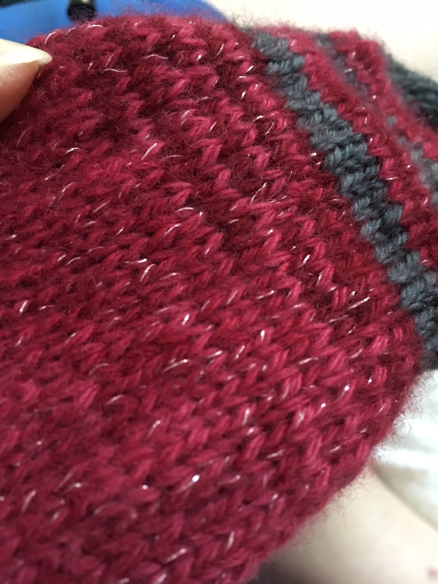 Hand Knit Baby rugby Cardigan Sweater 3-6 Months gray and Red, With ...