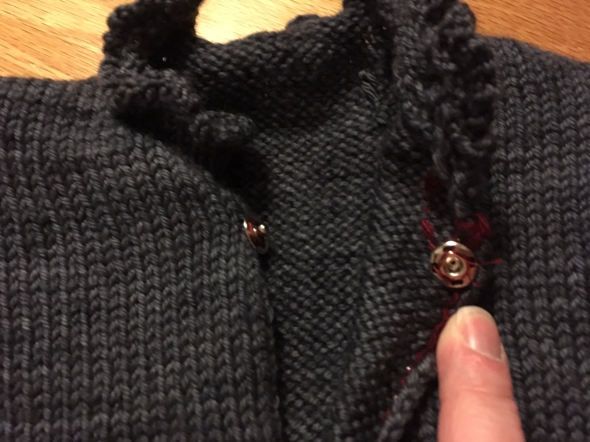 Hand Knit Baby rugby Cardigan Sweater 3-6 Months gray and Red, With ...