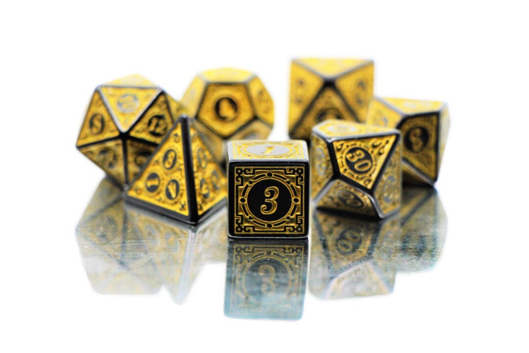 Yellow | Old School Dnd Dice Set (7) | Dungeons and Dragons (dnd) | 5E ...