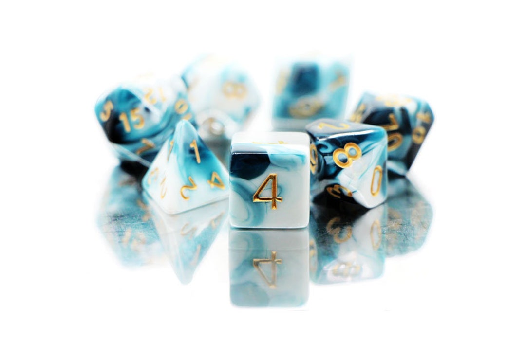 Light Blue & White | Marble Mix Dnd Dice Set (7) | Dungeons and Dragons ...