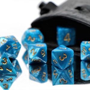 Light Blue | Marble Dnd Dice Set (7) | Dungeons and Dragons (dnd) | 5E ...