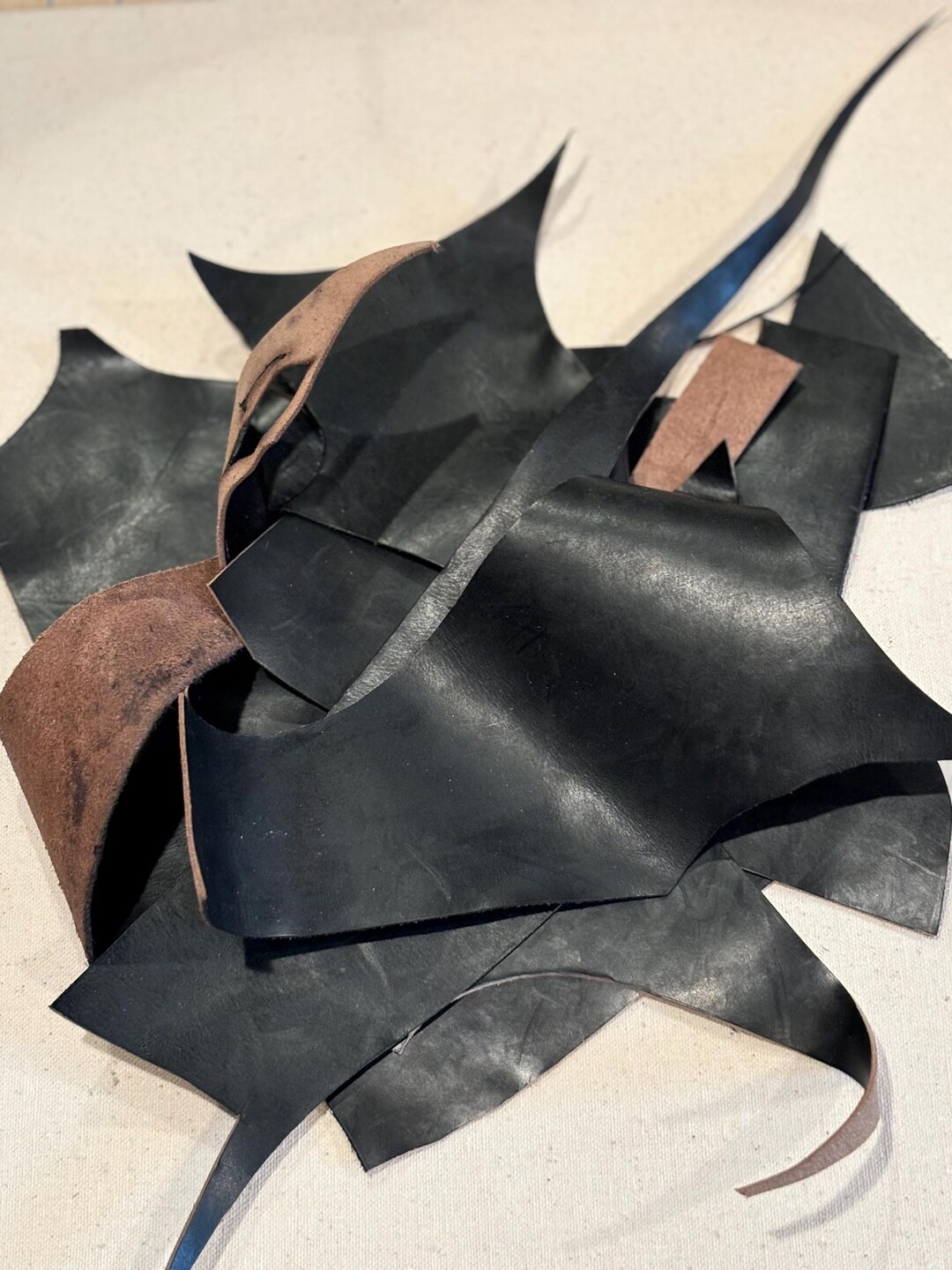 Leather Horween Black Bulk Pieces Assorted Garment Upholstery Offcuts ...