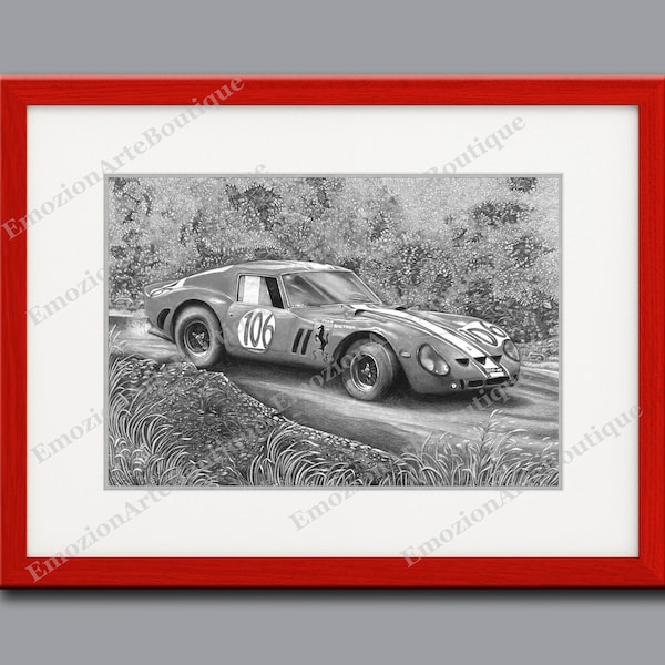 Ferrari 250 Gto Print Drawing - Etsy