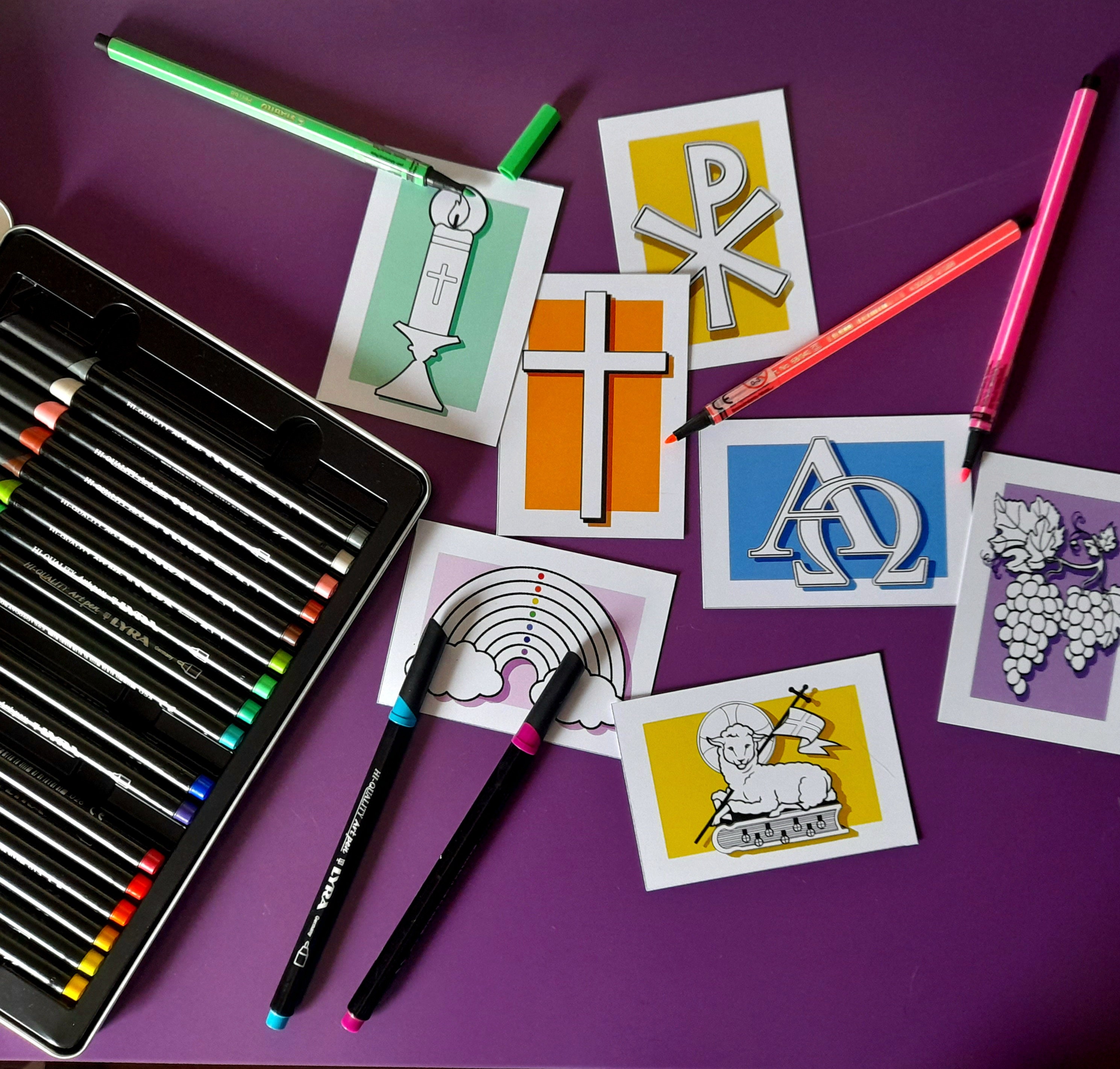 "the Symbols of Christianity" Cards to Color - Etsy