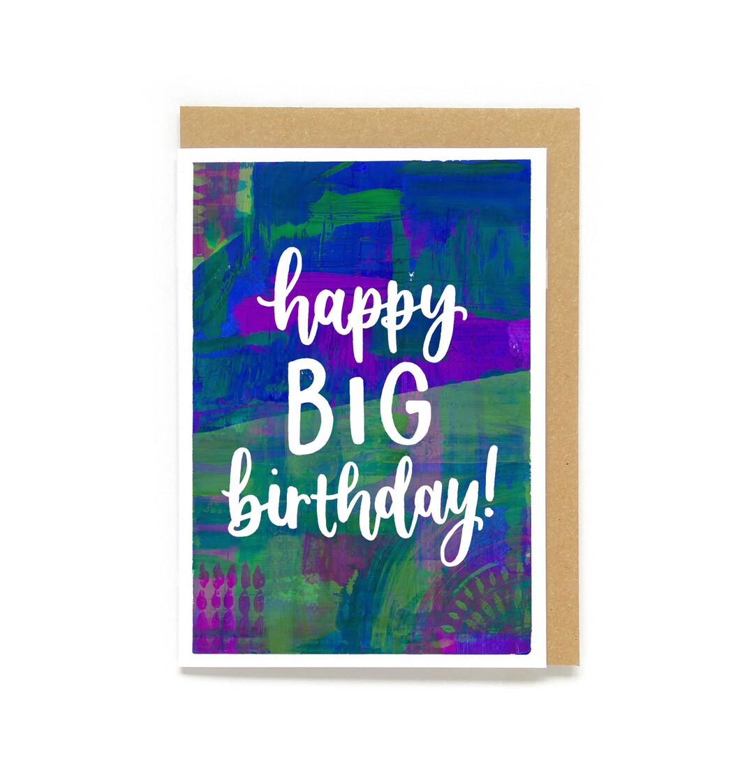 Colourful 'happy BIG Birthday' Greetings Card - Etsy