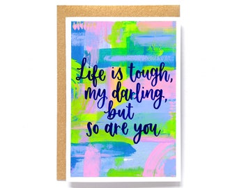 Encouragement Card Sometimes Things Get Tough You're Tougher Blush Pink ...