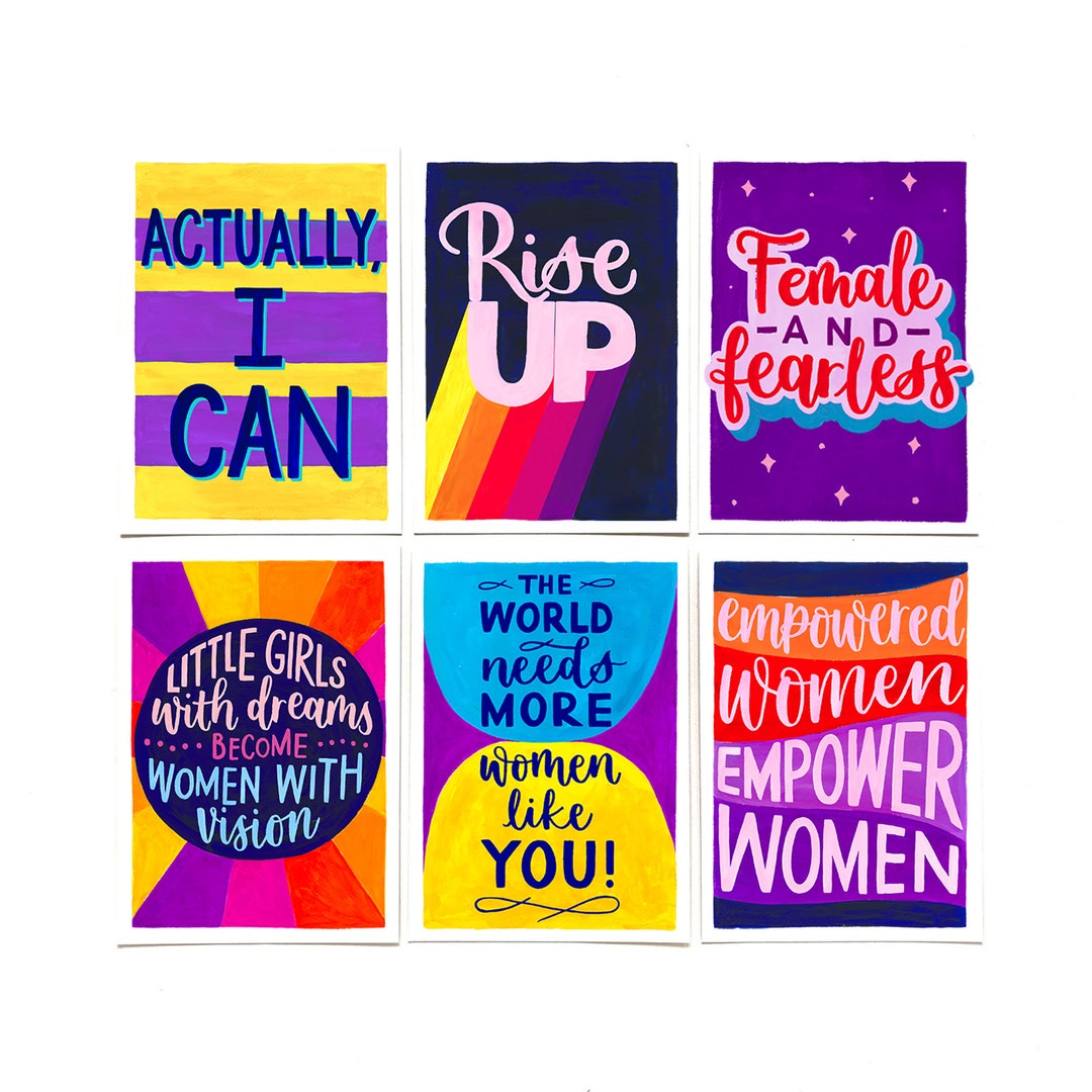Pack of Six Colourful Feminist Postcards From the Rise up Collection ...