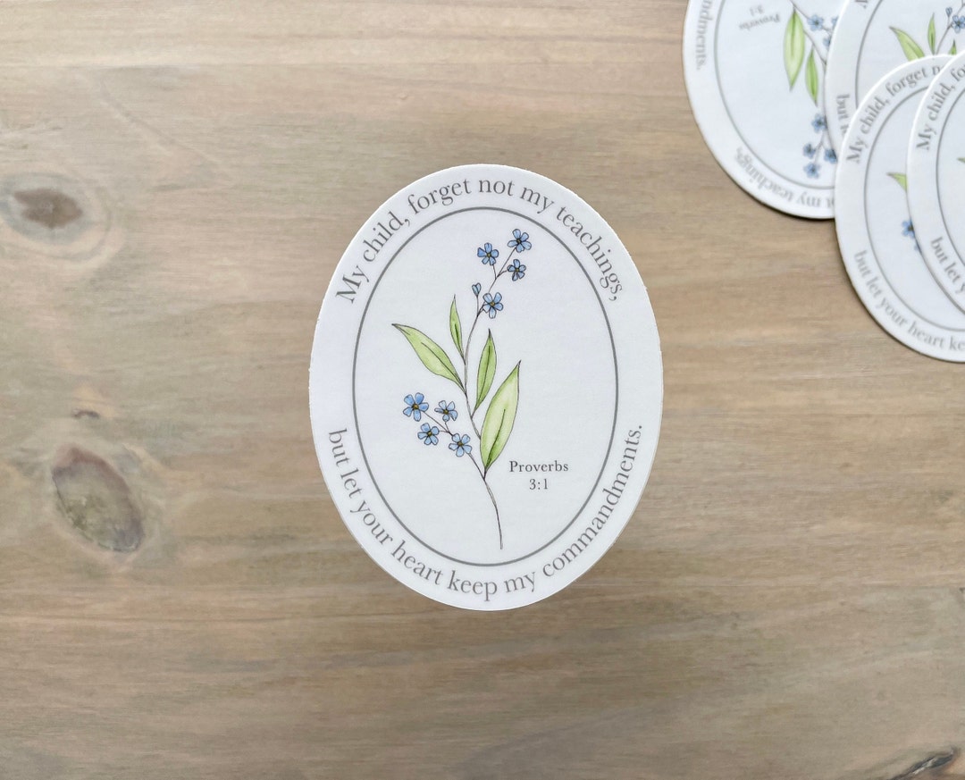 Forget Me Not STICKER Watercolor Forget-me-nots, Psalm 3:1 Sticker ...