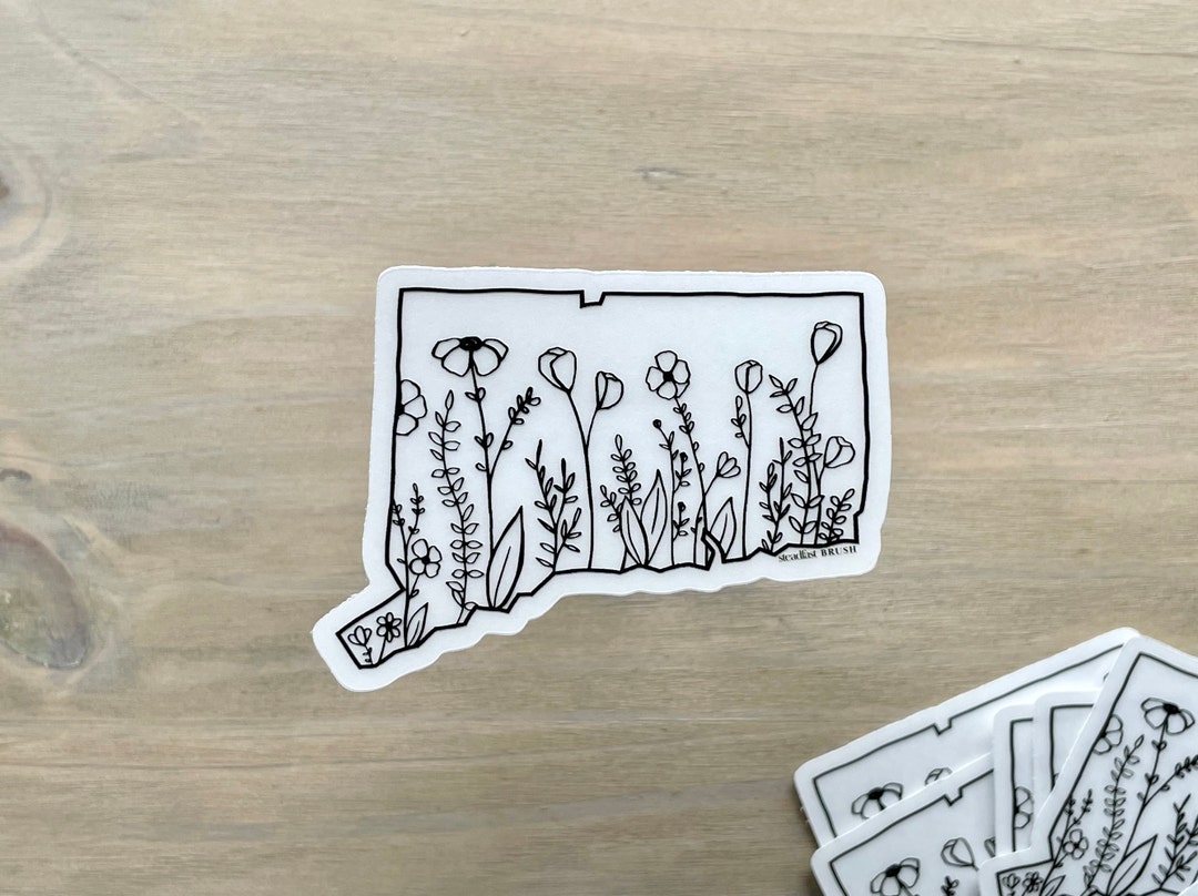 Clear Connecticut STICKER | Wildflower State Sticker, Home Sticker ...