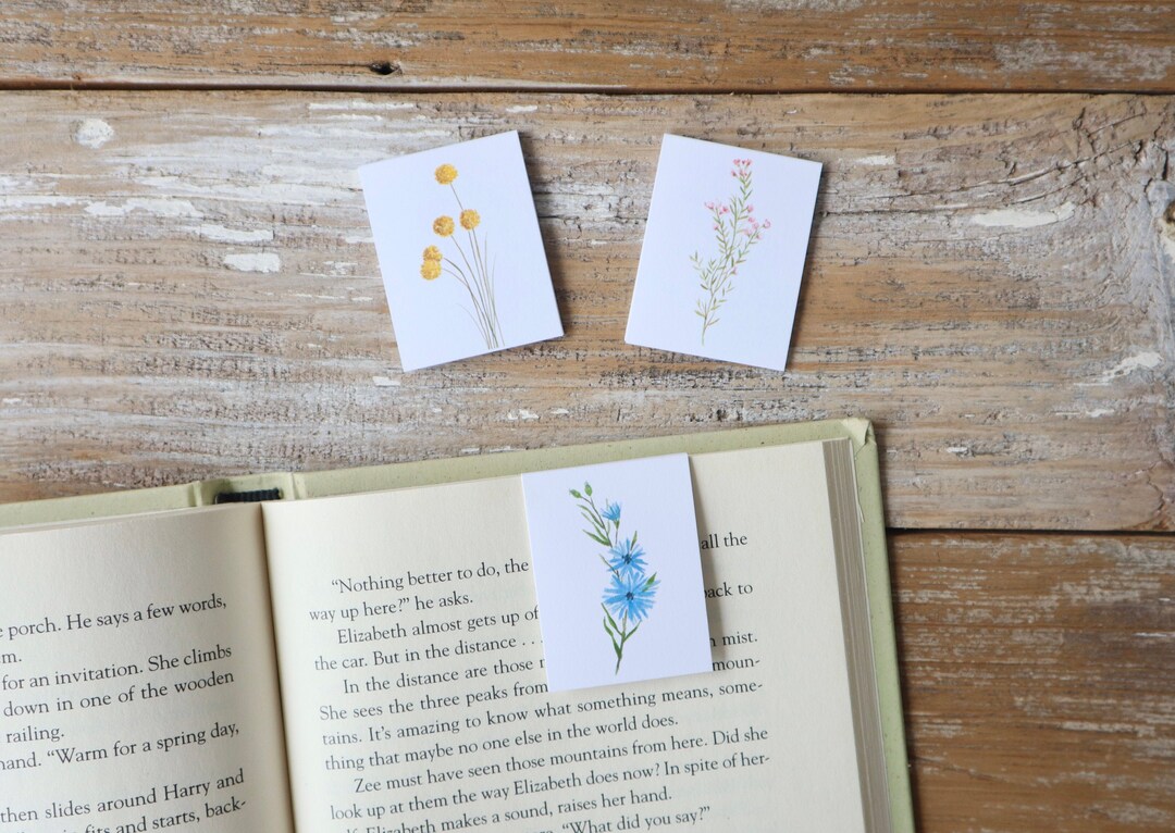 Watercolor BOOKMARKS Spring Bookmark, Wax Flower Bookmark, Craspedia ...