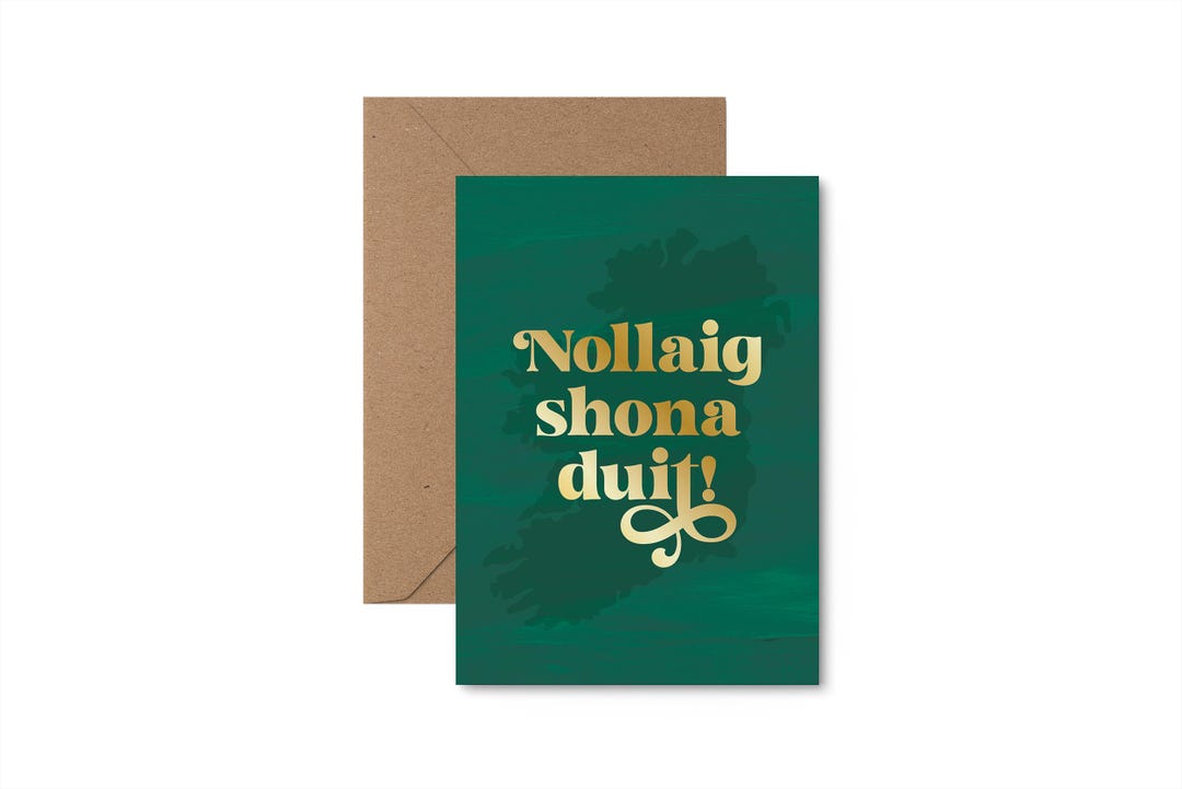 Nollaig Shona Duit - Irish Language Christmas Card - Gold Foil, Ireland ...