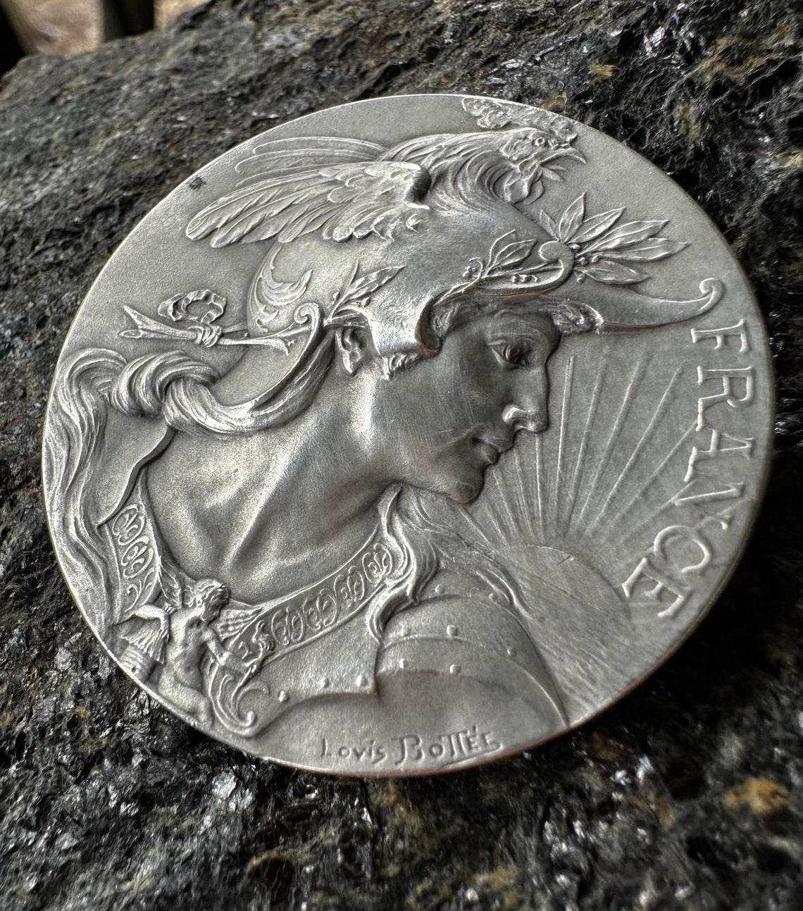 Rare Antique French Art Nouveau Medallion Victorious Gallia Marianne ...