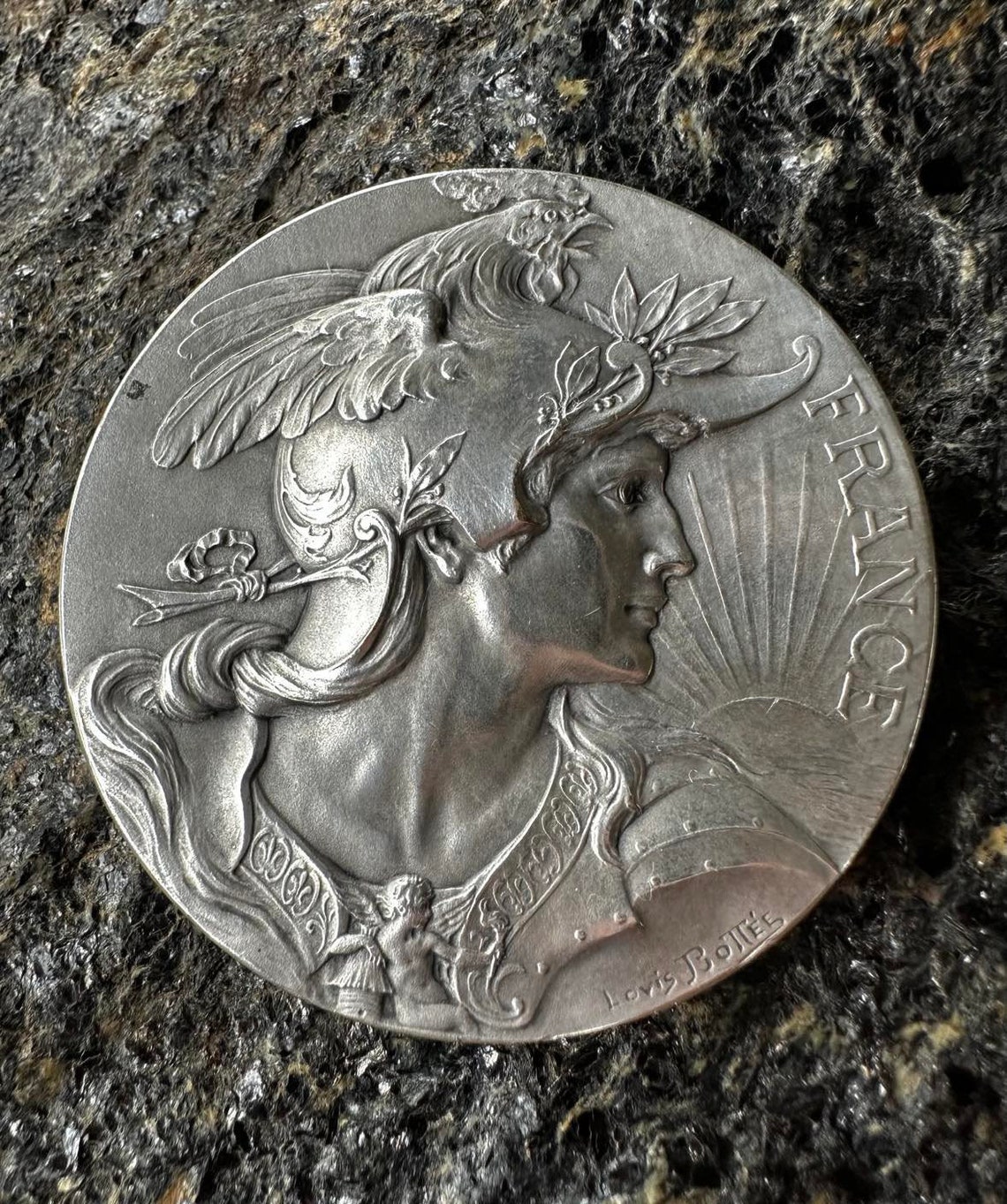 Rare Antique French Art Nouveau Medallion Victorious Gallia Marianne ...