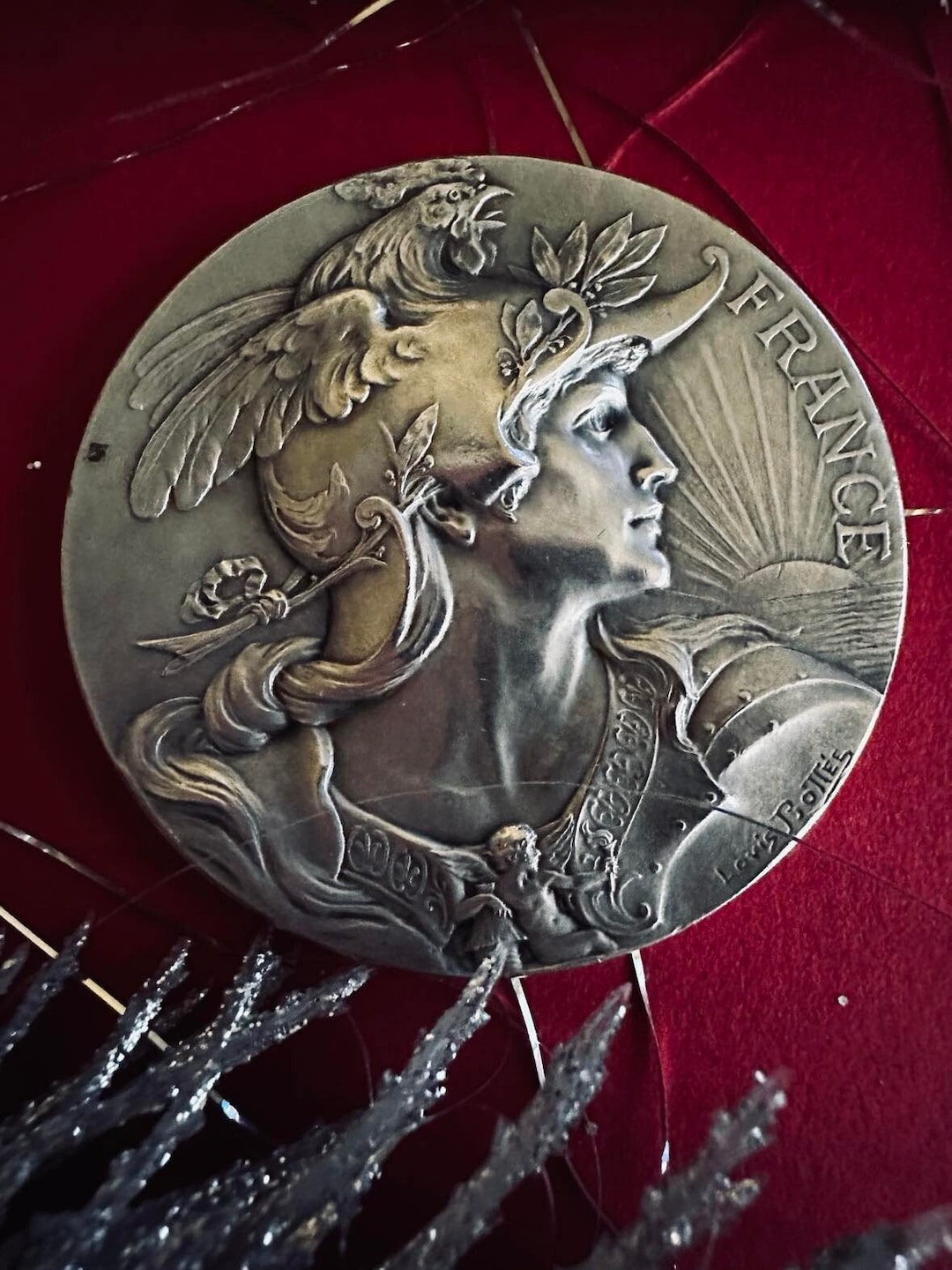 Rare Antique French Art Nouveau Medallion Victorious Gallia Marianne ...