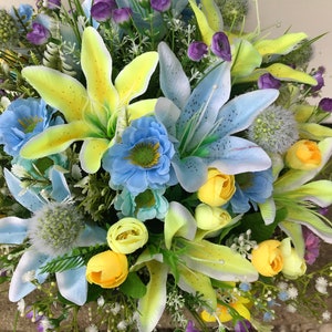 30 Cm Artificial Plant Pot Filled With Assortedblue and Lemon Lilies ...