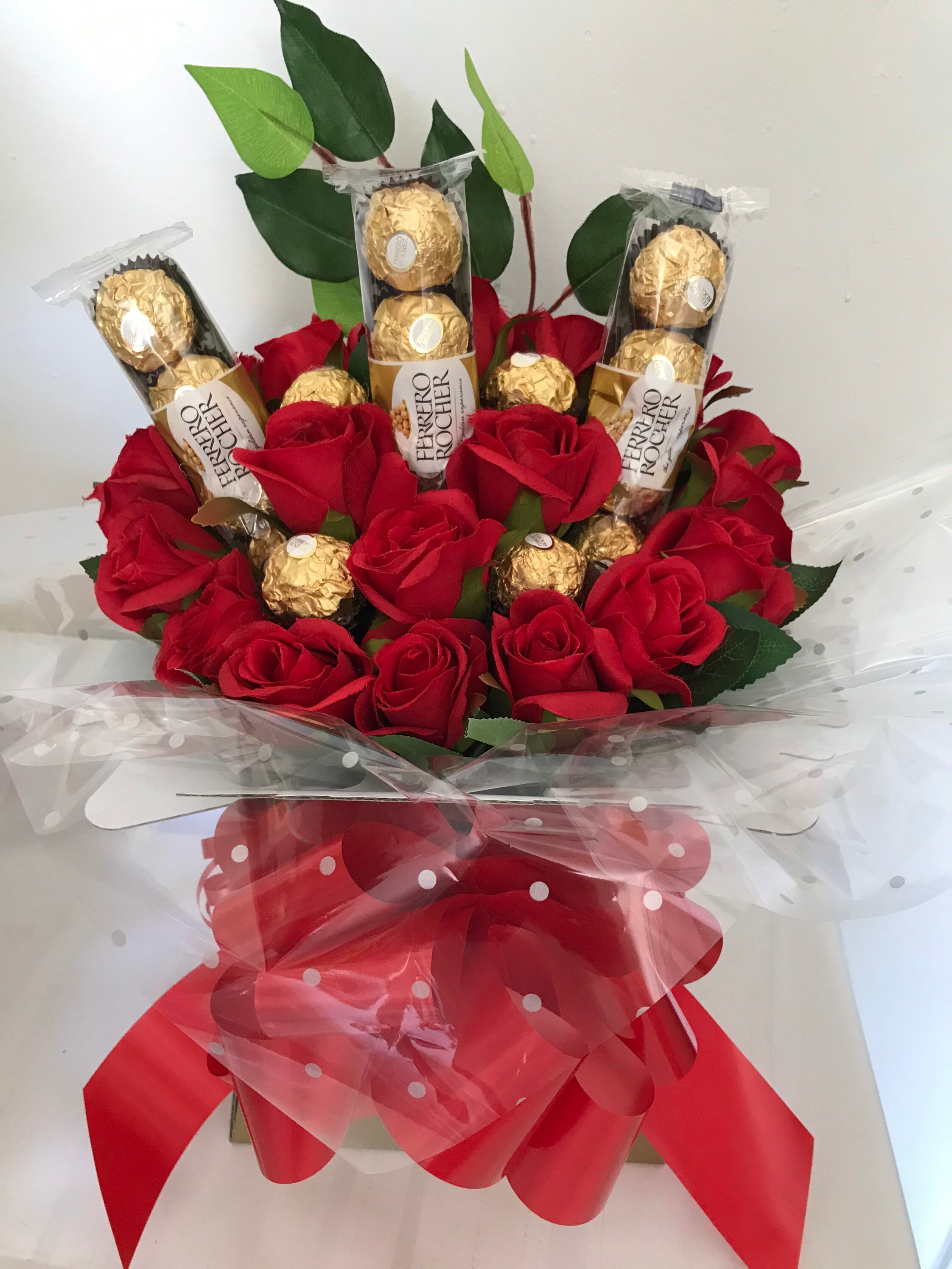 Handmade Ferrero Rocher Chocolate Flower Bouquet Red Roses - Etsy