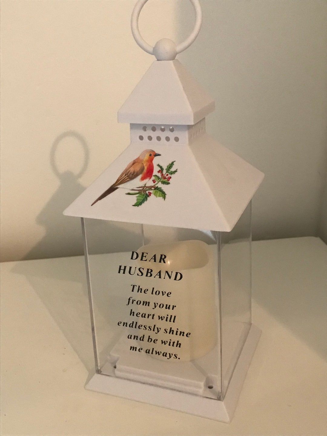 Memorial Red Robin Grave Latern for Dear Husband White Latern Grave ...