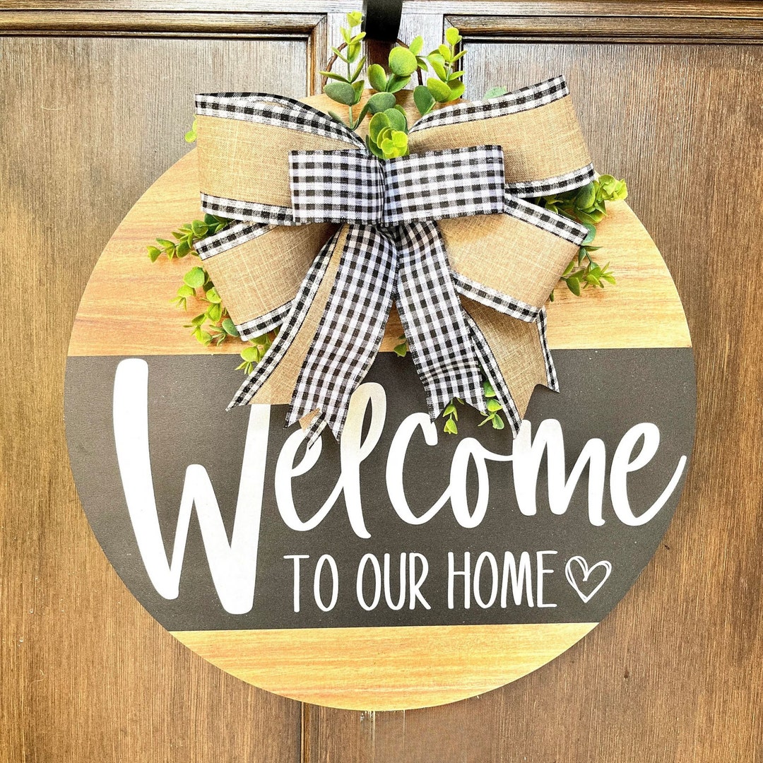 Welcome Door Hanger Welcome to Our Home Sign Welcome Wreath Door Decor ...