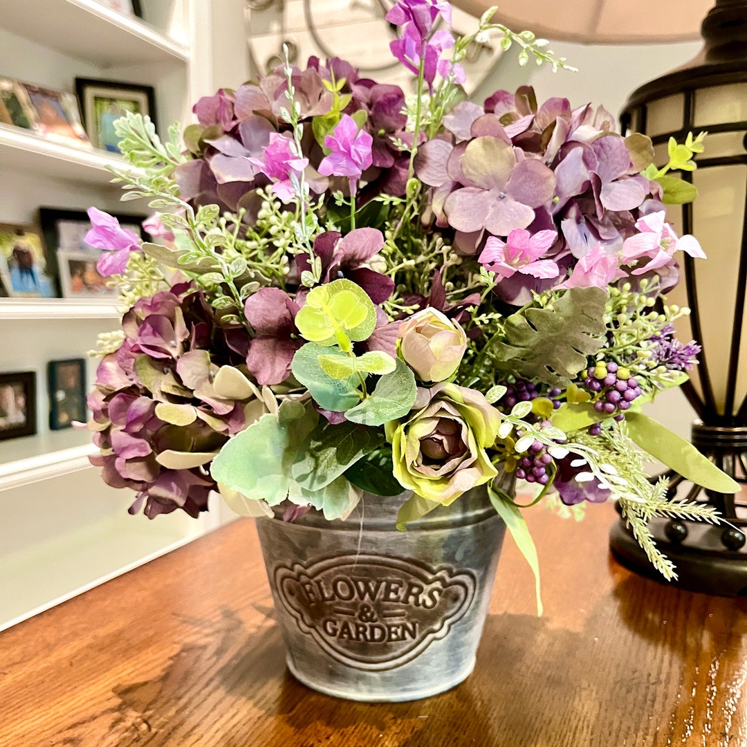 Purple Hydrangea Table Decoration Arrangement for Table Year Round ...