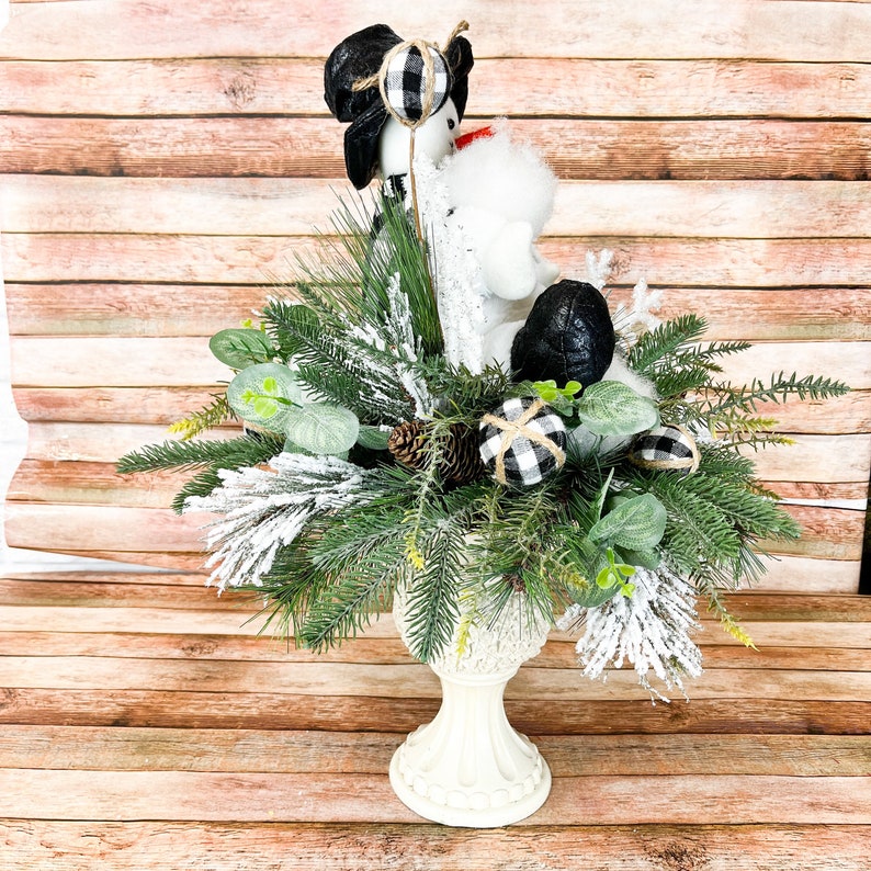 Winter Snowman Centerpiece With Buffalo Plaid Farmhouse - Etsy