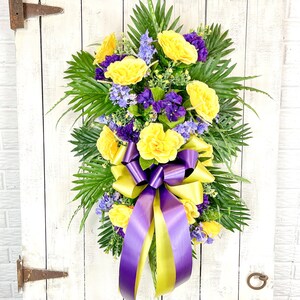 How to Make Memorial Flowers DIY Cemetery Saddle Headstone Arrangement ...