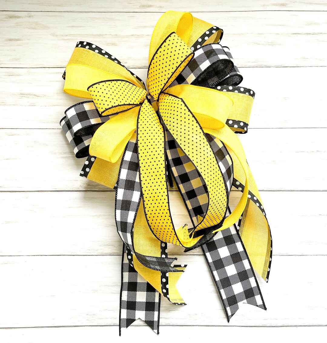 Yellow Spring Summer Wreath Bow for Lantern Bow Decor Rustic Farmhouse ...