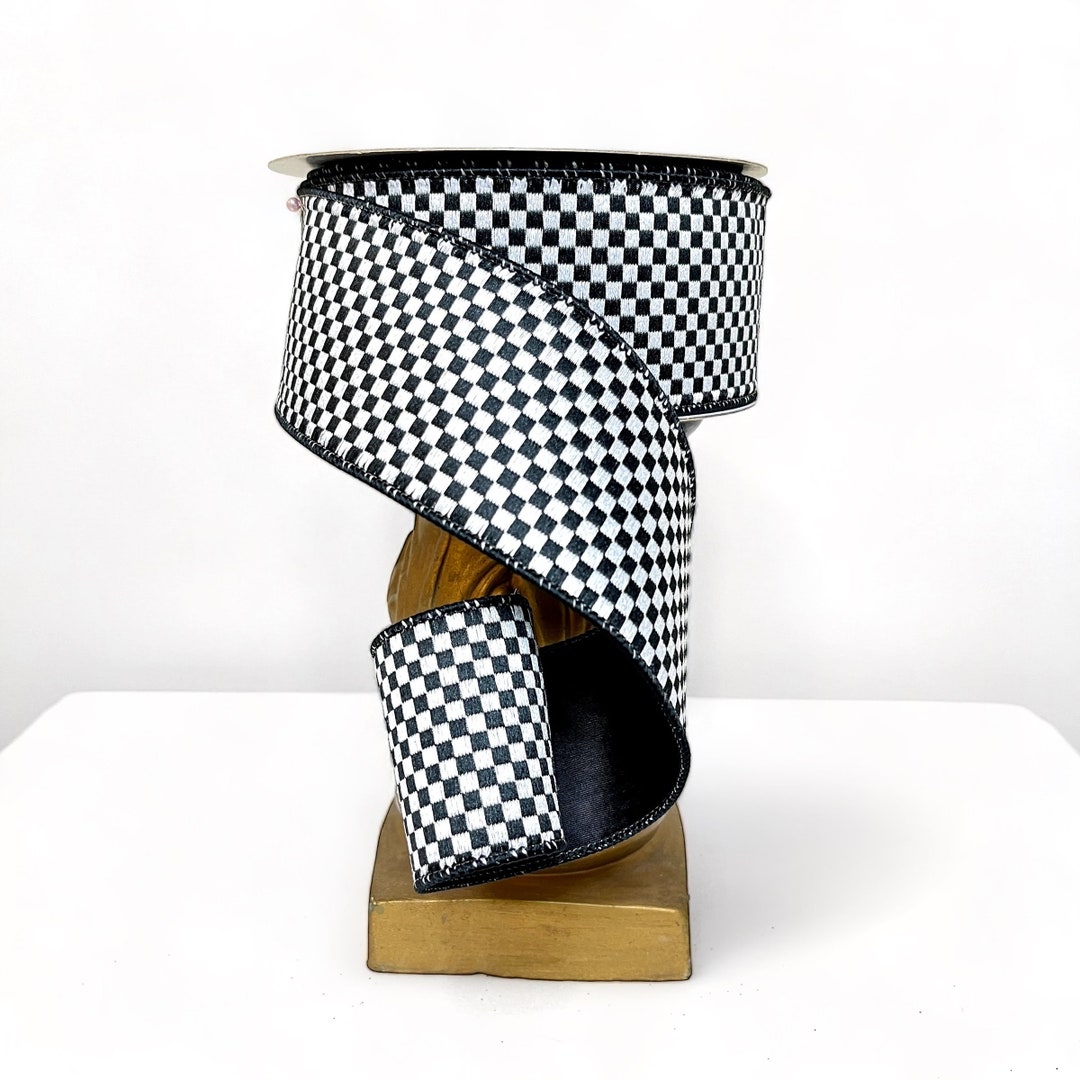 Black and White Checker Ribbon Black and White Check Ribbon Designer ...