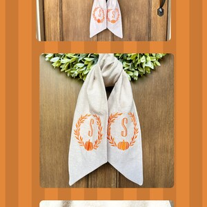 Fall Monogram Wreath Sash Fall Pumpkin Wreath Sash Custom Wreath Sash Wedding Gift for New ...
