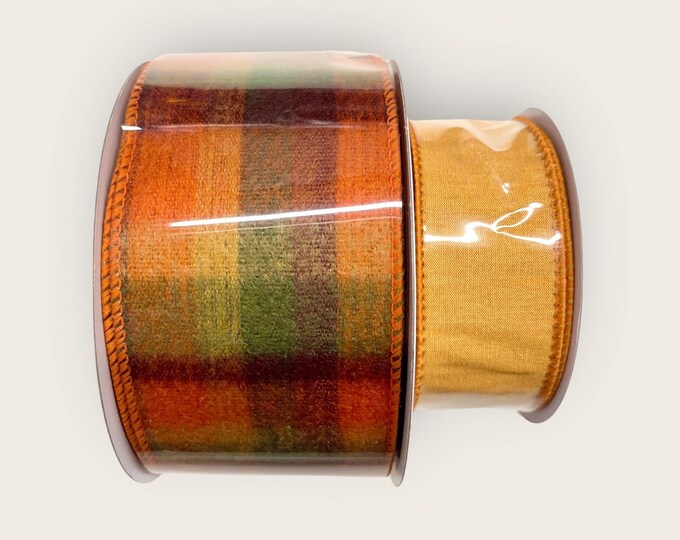 Fall Ribbon Set Bow Making Supplies for Wreath Ribbon Fall Plaid Wired ...
