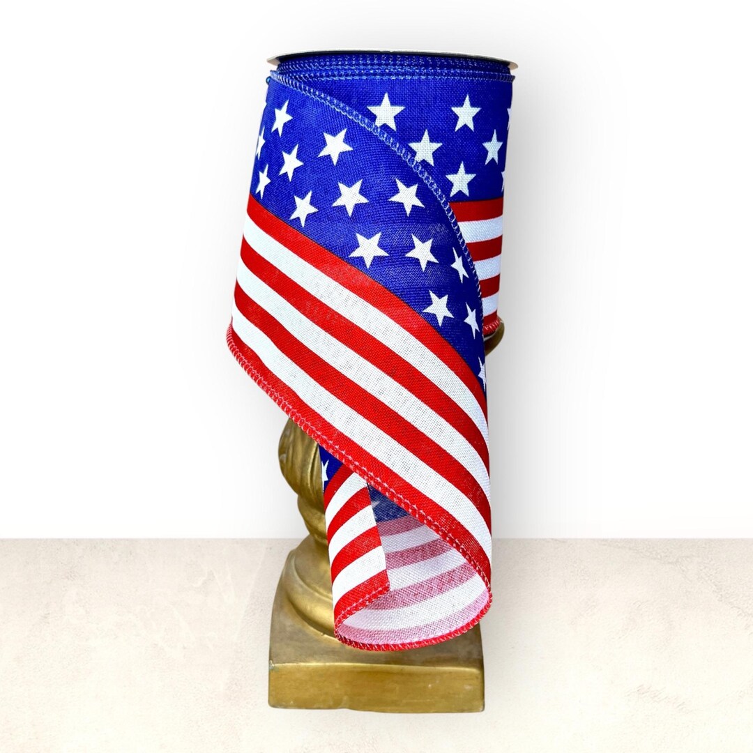 American Flag Ribbon Patriotic Ribbon for Wreath Supply 4 Inch Ribbon ...