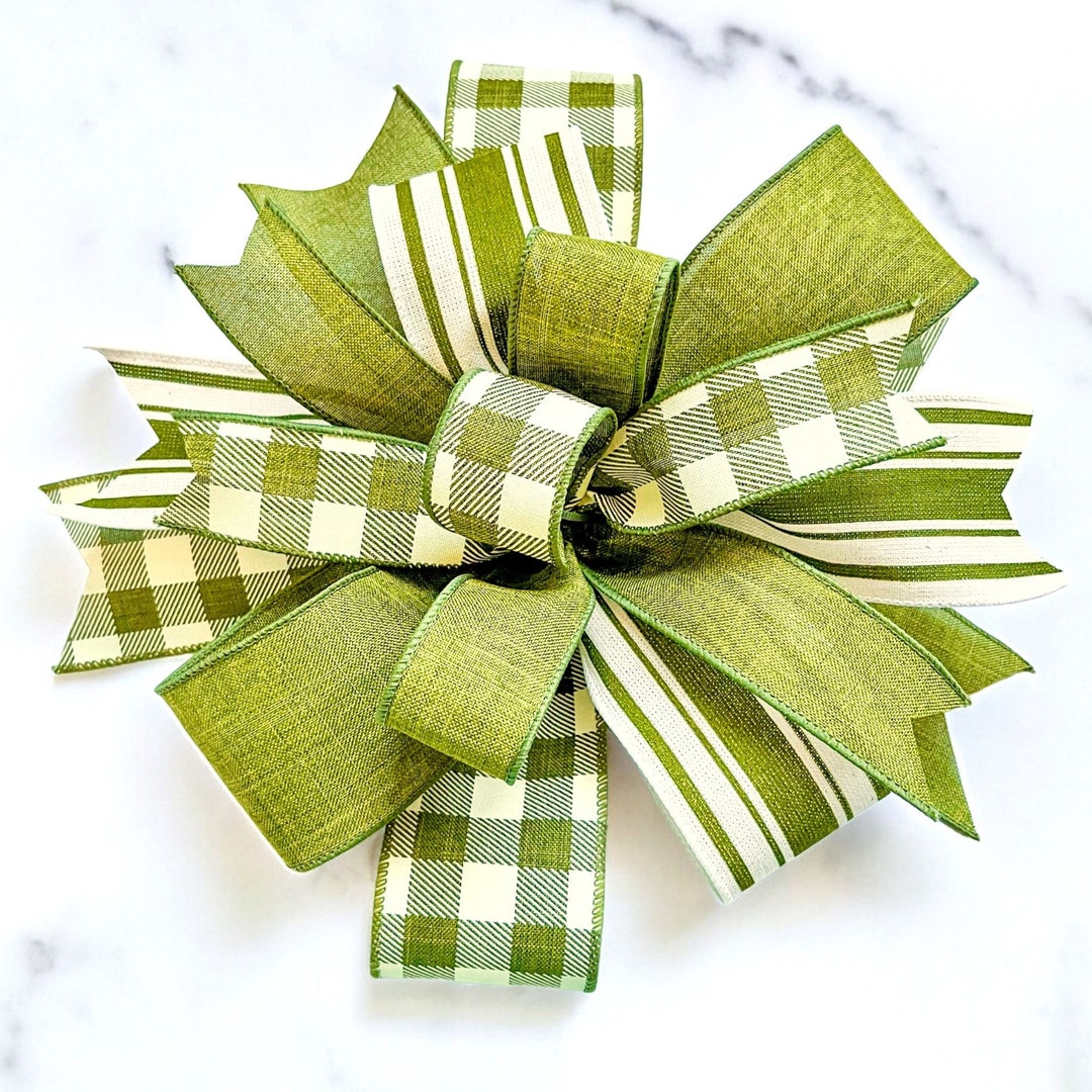 Green Farmhouse Bow for Wreath Bow Decoration Moss Green Lantern Topper ...