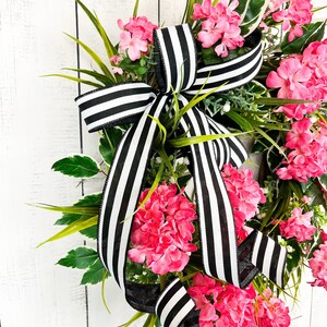 Pink Geranium Wreath for Front Door Geranium Door Décor Cottagecore ...