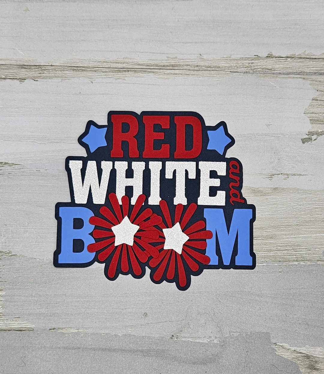 Red White and Boom 4th of July Paper Pieced Die Cut Title for ...