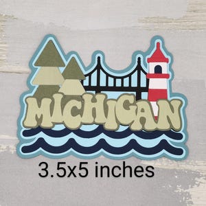 State of Michigan Paper Pieced Die Cut Title for Scrapbooking and ...